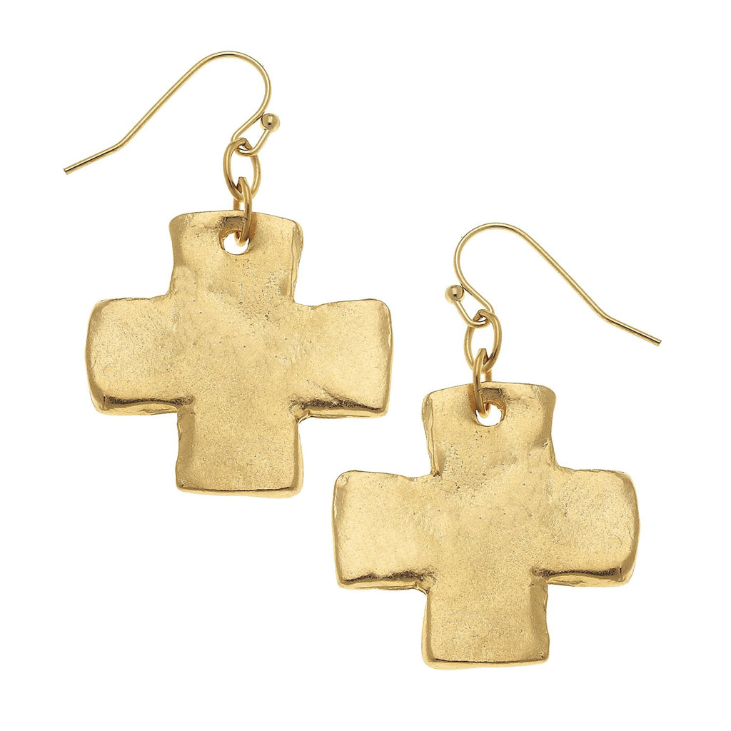 Hammered cross earrings store